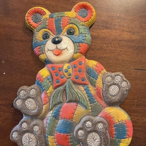 Vintage | Accents | Vintage Bear Plaque Patchwork Bear Plaque Foam ...